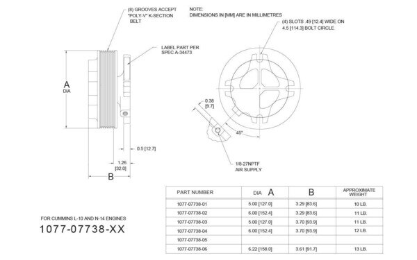 1077-07738-01 - Kit Masters - Fan Hub Assy