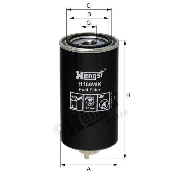 H169WK - Hengst - Fuel Filter - Spin On